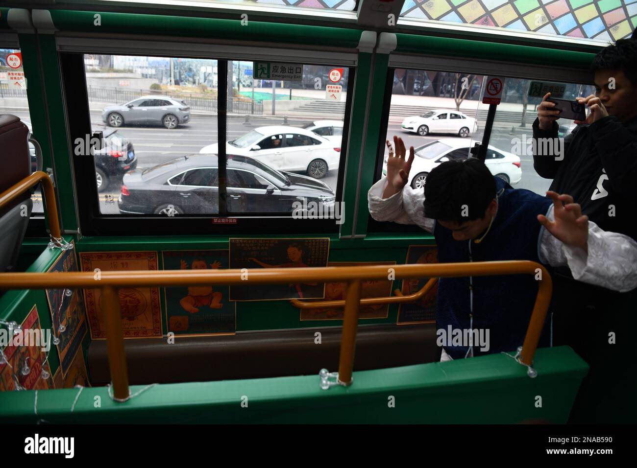 China's first double-deck drama bus made its debut on Chunxi Road in ...