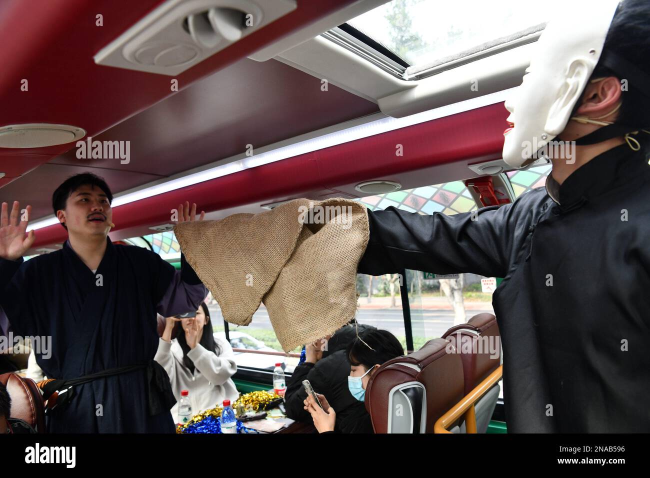 China's first double-deck drama bus made its debut on Chunxi Road in ...