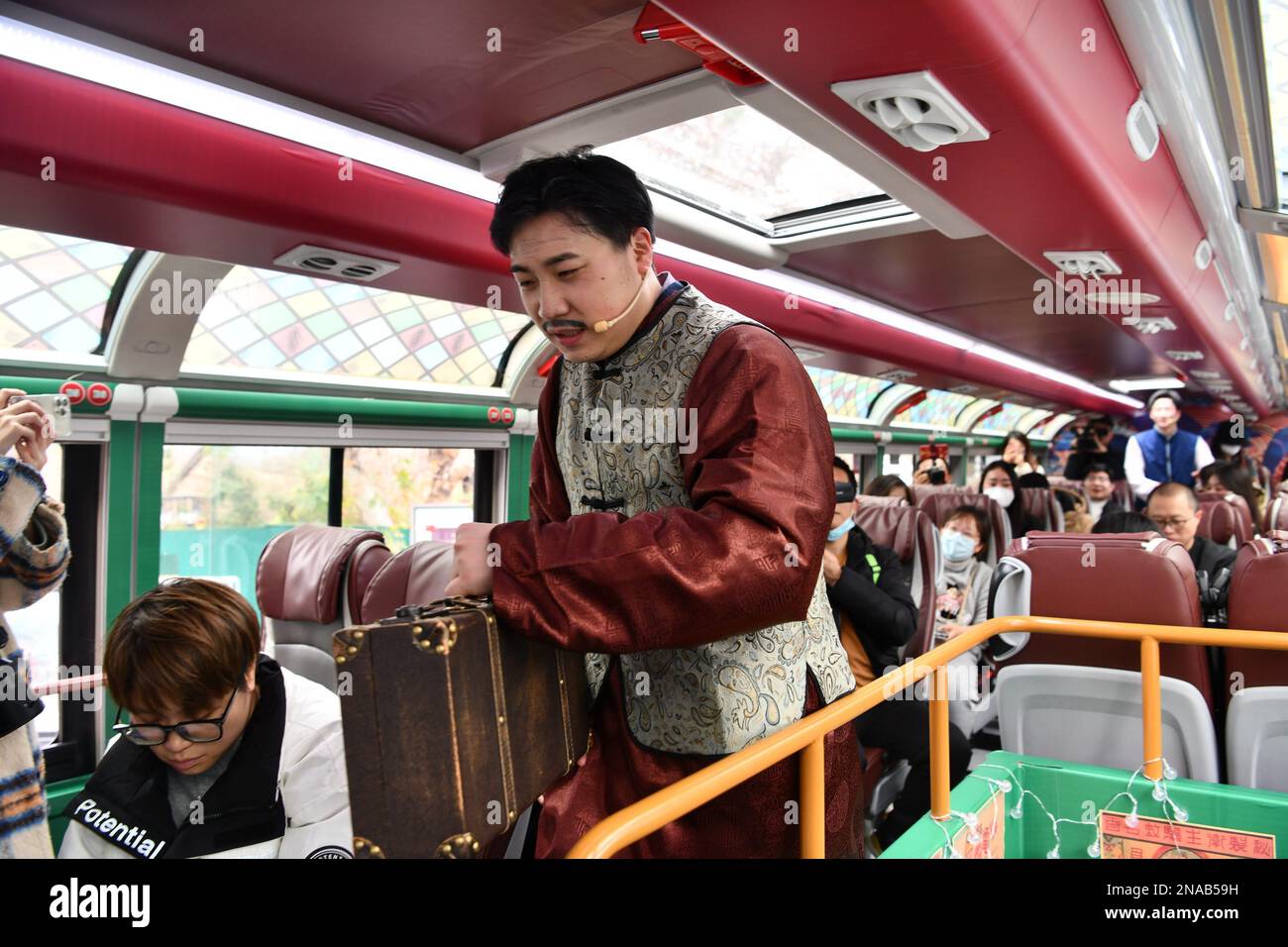 China's first double-deck drama bus made its debut on Chunxi Road in ...