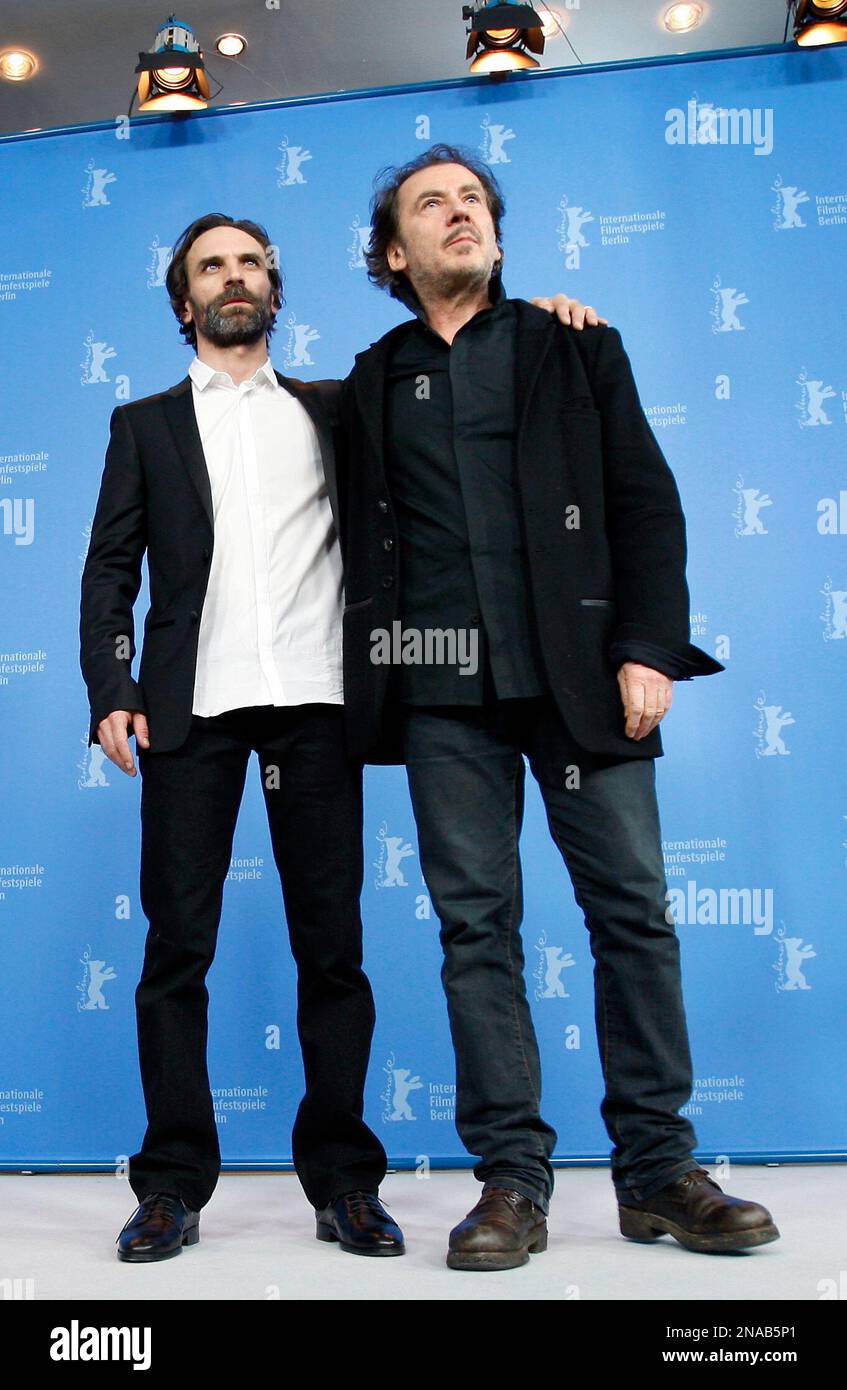 Actor Arben Bajraktaraj, left, and actor Jean Marie Galey, right, pose ...