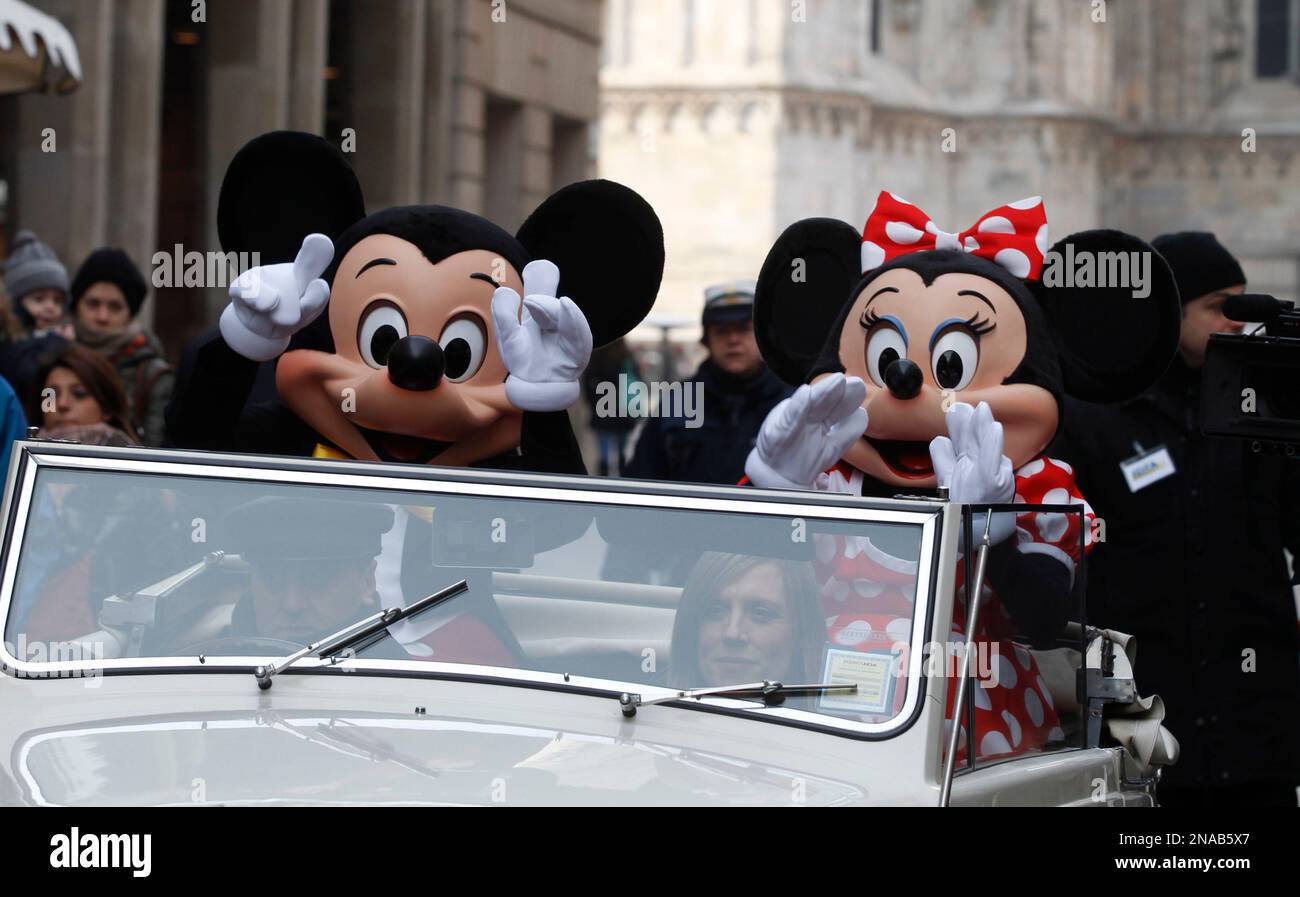 Micky Mouse and Minnie muppets are seen during a Disney store unveiling ...