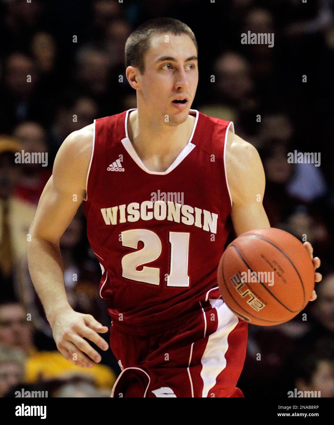 Wisconsin's guard Josh Gasser (21) shown during an NCAA college ...