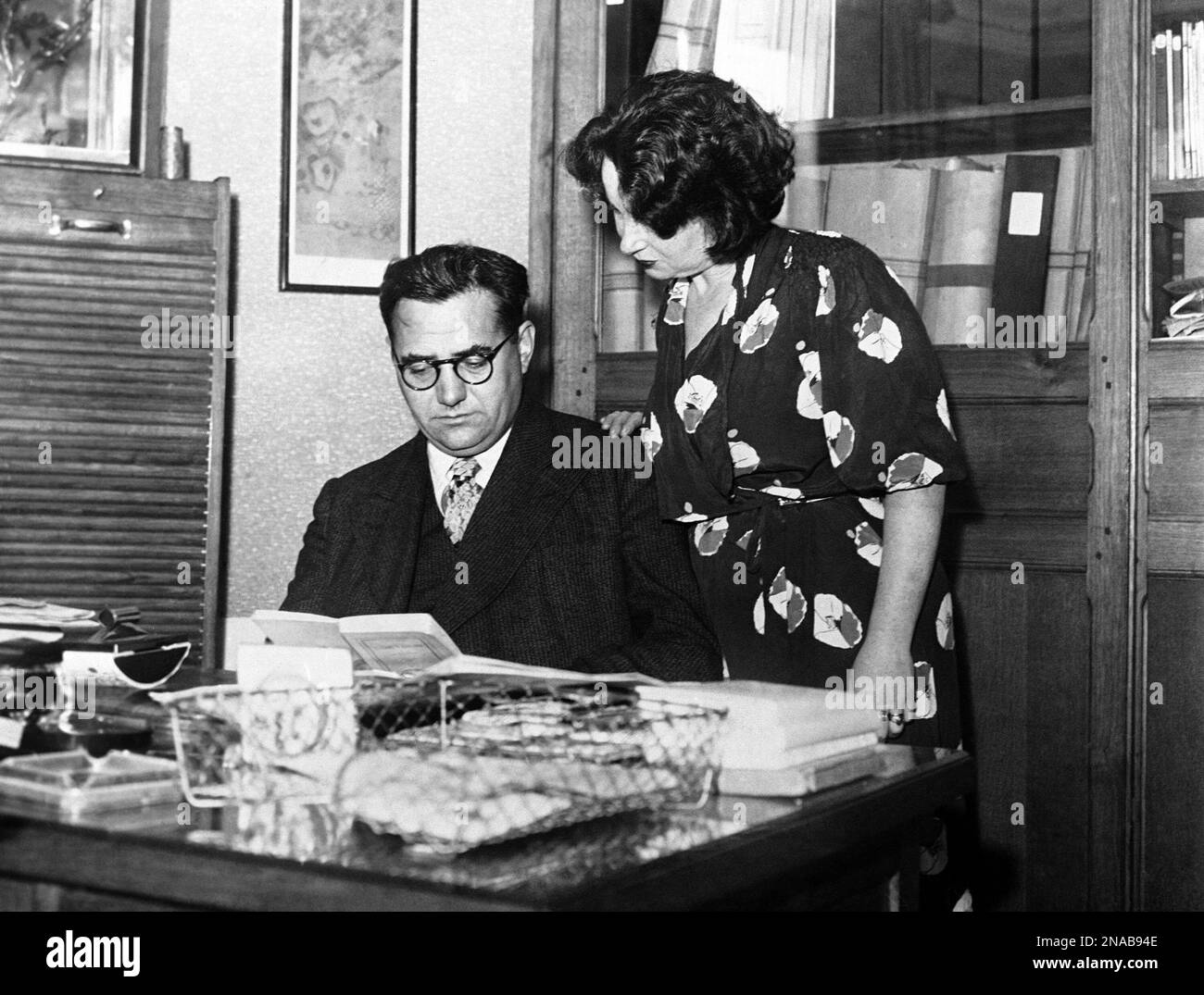 French politician Jacques Doriot in his private office in his home at ...