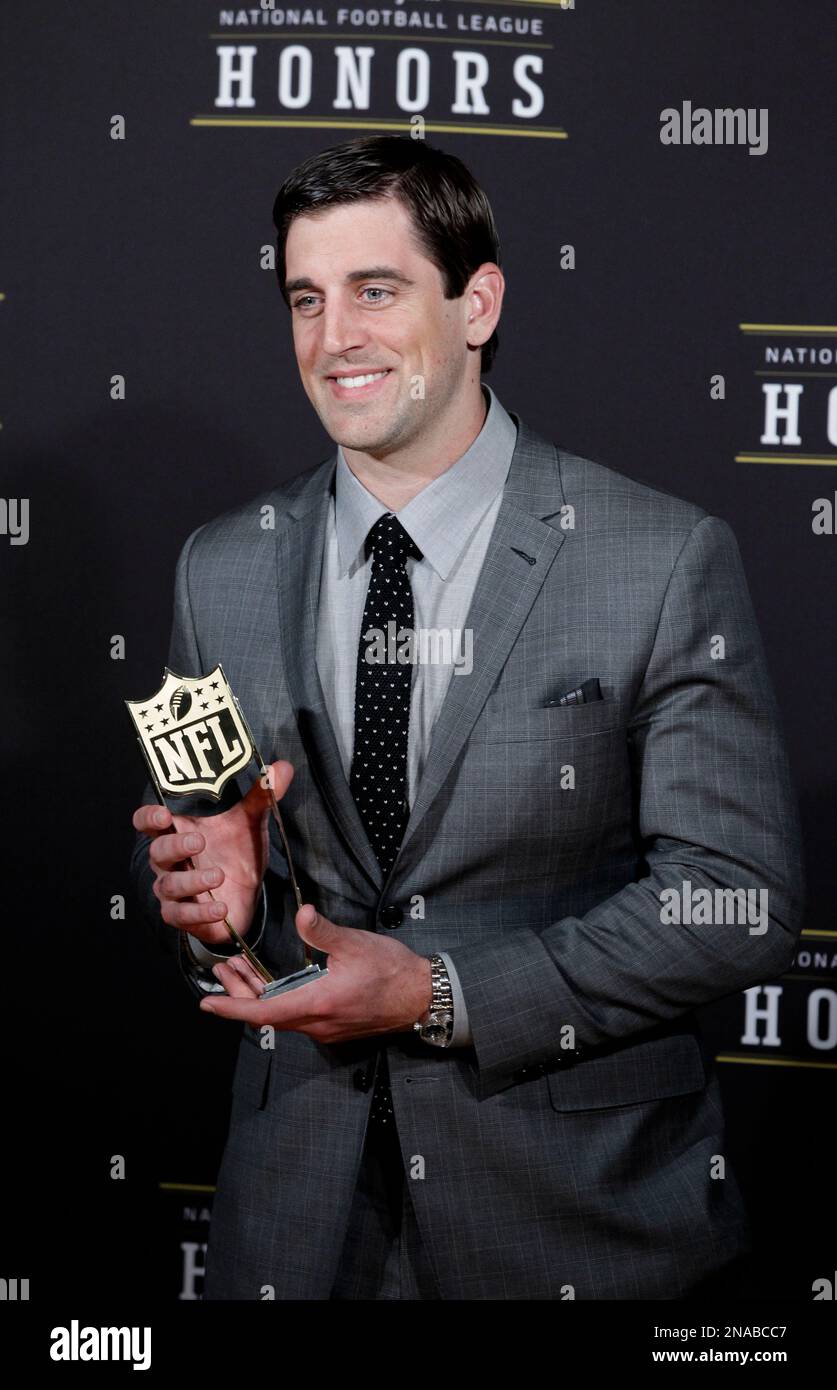 Green Bay Packers' Aaron Rodgers is seen after winning the MVP Award ...