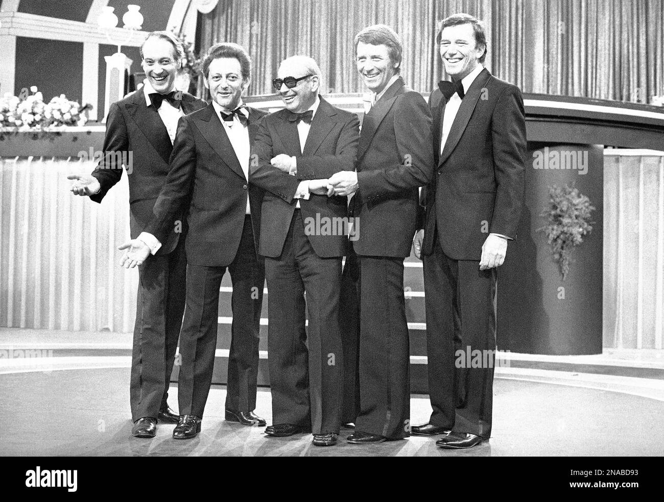 German TV hosts and entertainers pose on stage at a charity gala for ...
