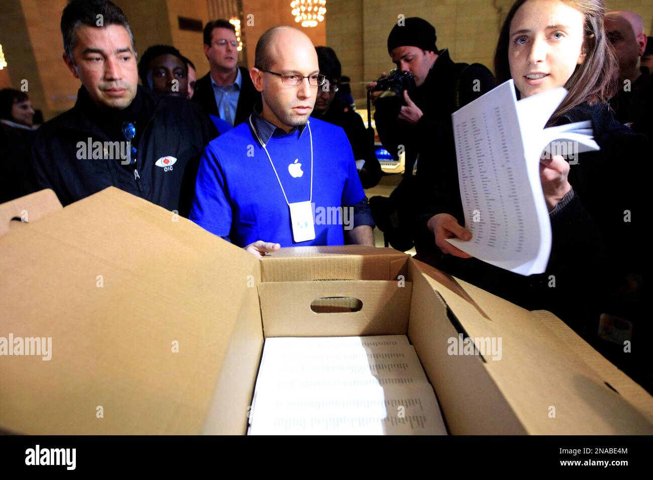 Sarah Ryan, right, of Change.org delivers petitions asking Apple to ...