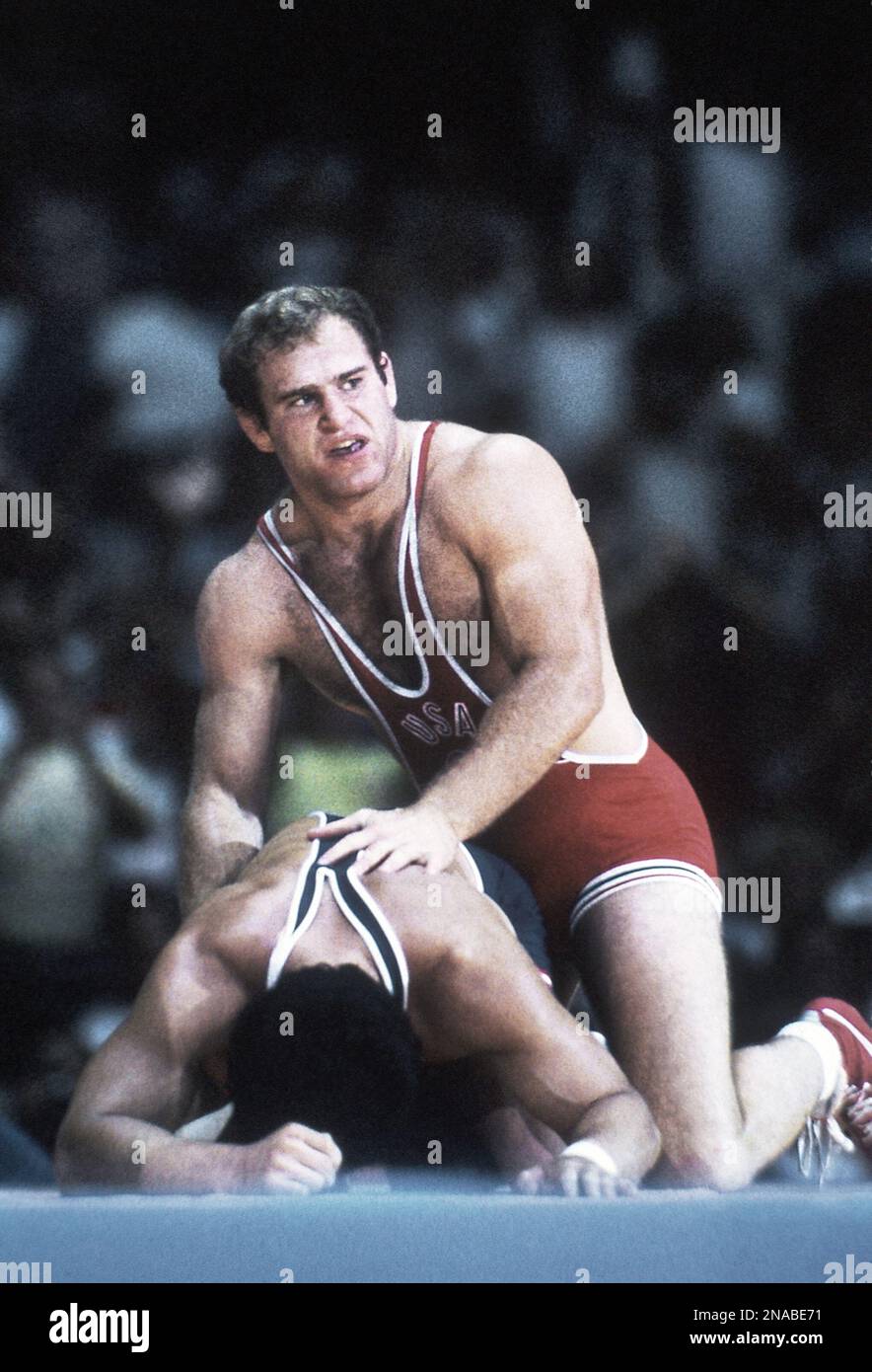 Edward Joseph Banach, known as Ed Banach of USA, (red shirt) in action ...