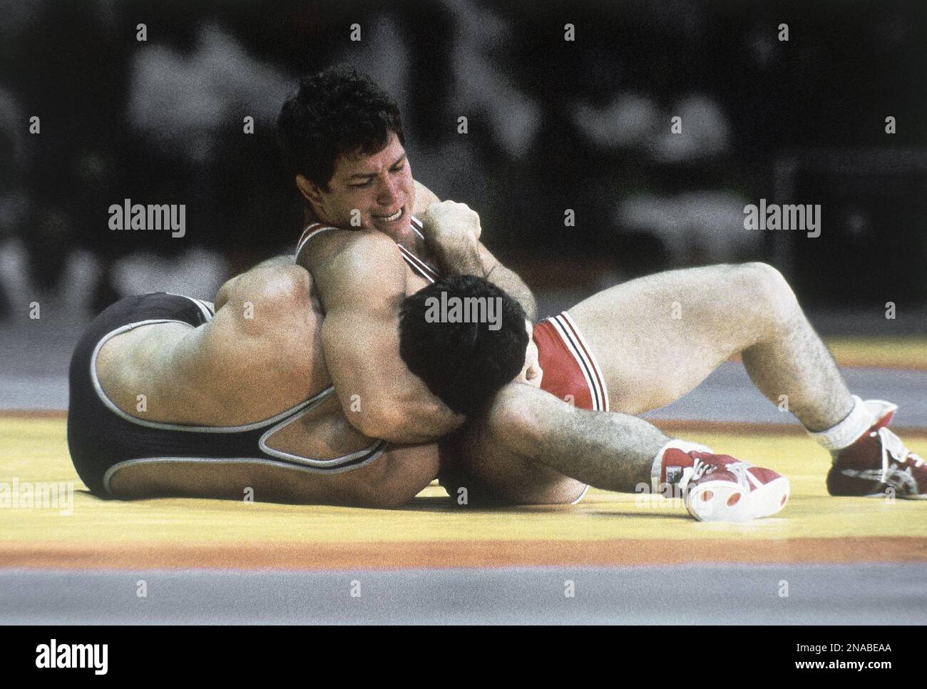 America's Steve Fraser during his bout with George Pozidis of Greece, in the Men's 90 kilogram ...