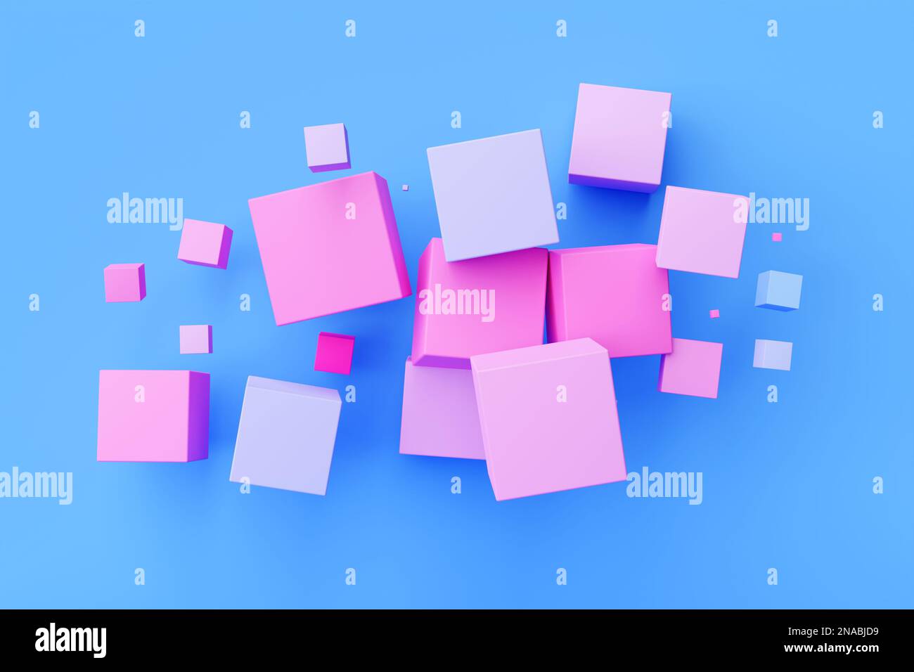 3d illustration of a colorful cubes on a blue background. Digital ...