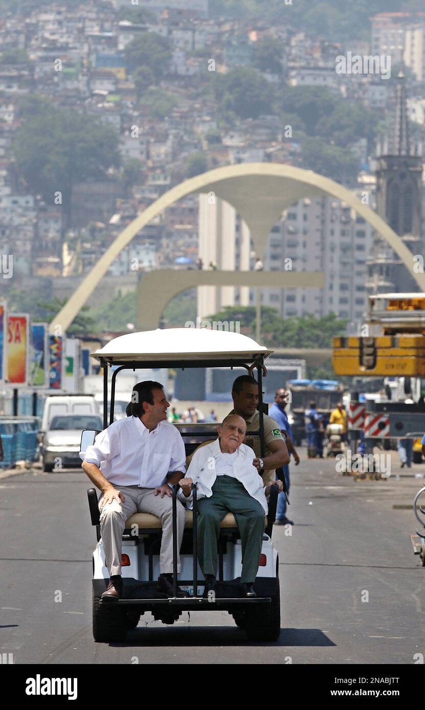 Brazilian architect Oscar Niemeyer, 104, right, and Rio de Janeiro's ...