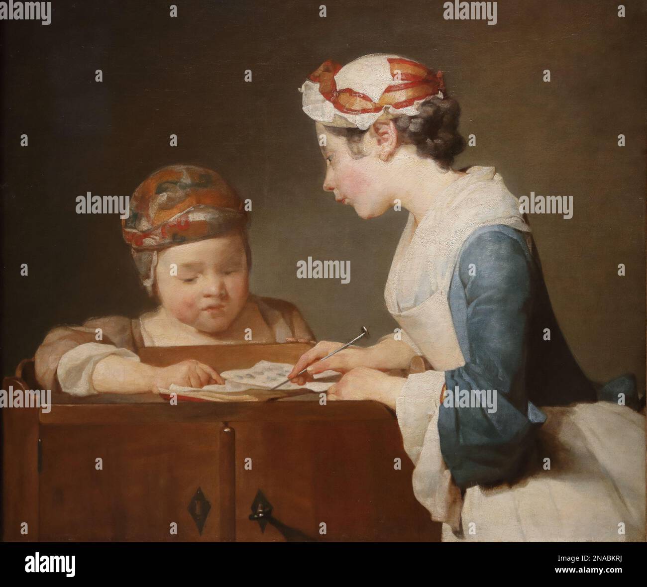 The Young Schoolmistress by French Rococo painter Jean-Simeon Chardin ...