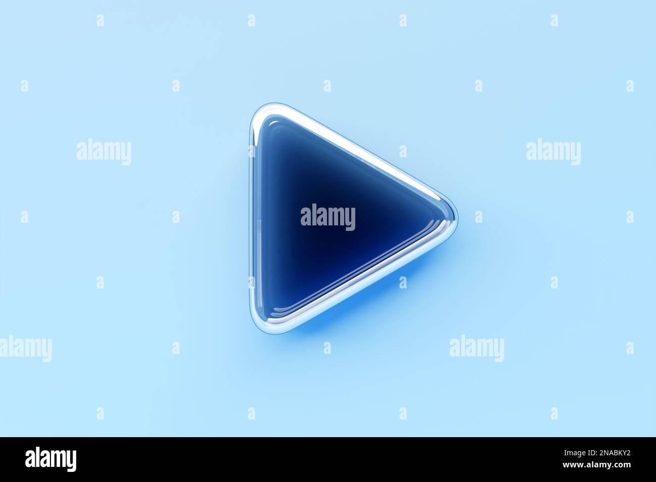 3D illustration of a blue light triangle.Simple geometric shapes Stock ...