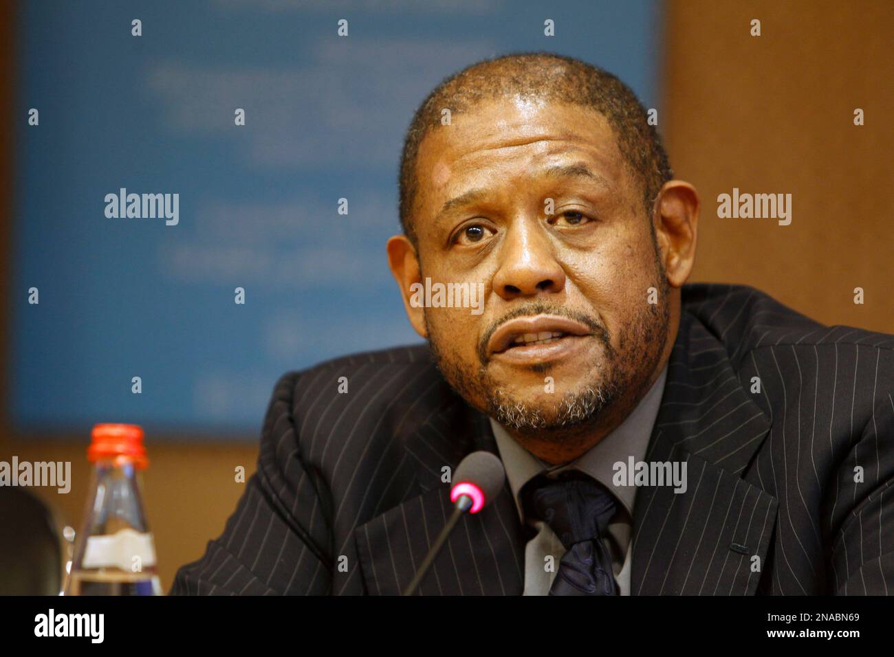Oscar-winning US actor Forest Whitaker addresses reporters during a ...