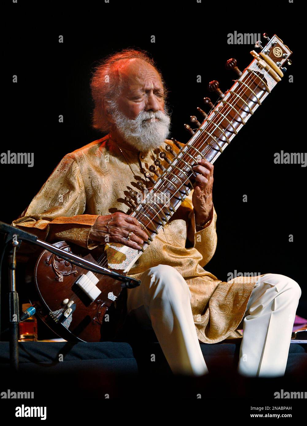Indian musician and sitar maestro Pandit Ravi Shankar, 92, performs during a concert in ...