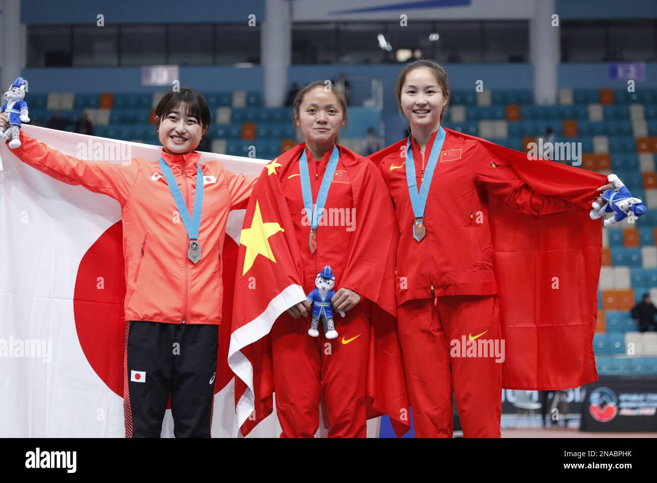 (230213) -- ASTANA, Feb. 13, 2023 (Xinhua) -- (from L to R, top) Shiomi ...