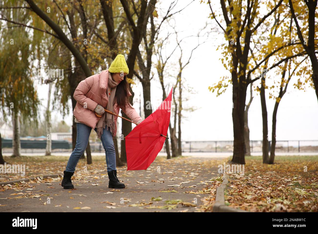 Strong wind blowing woman hi-res stock photography and images - Alamy