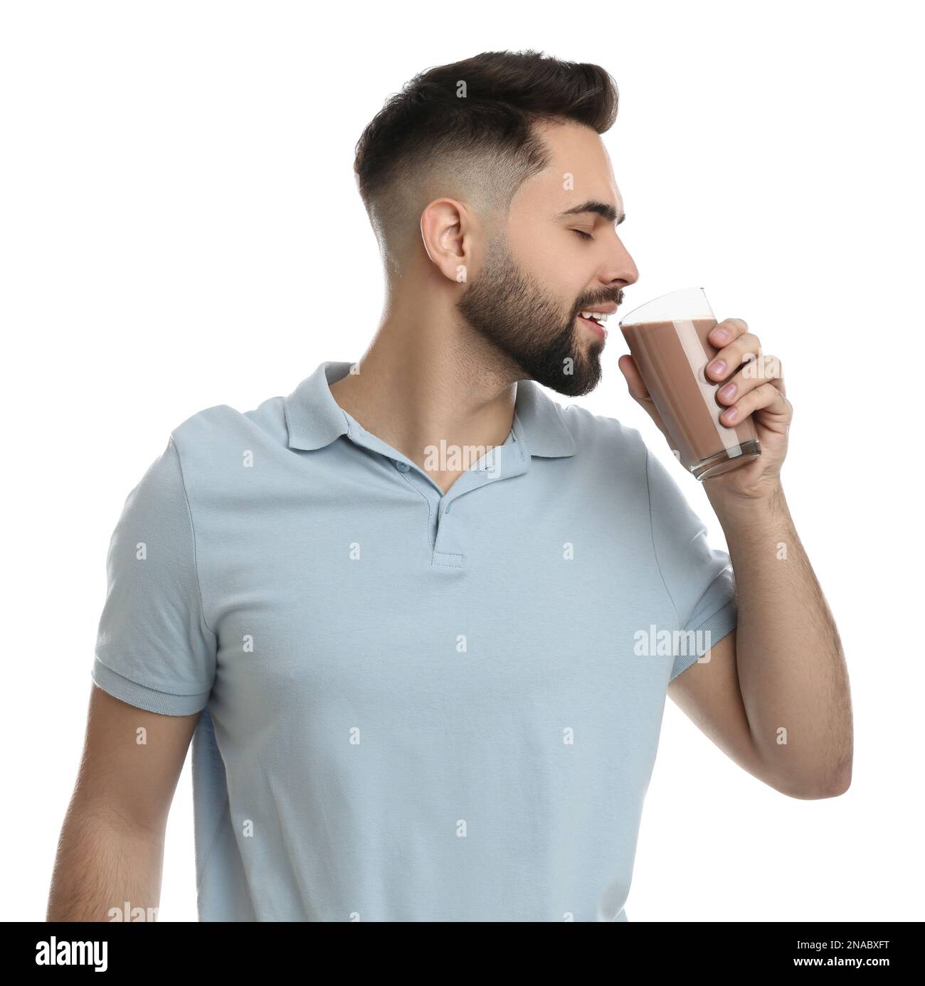 Male drinking milkshake hi-res stock photography and images - Alamy