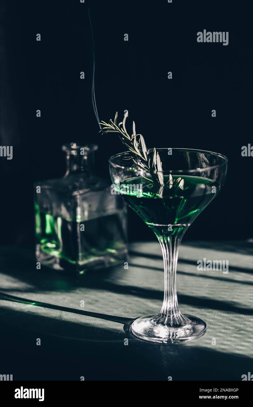Stylized bottle of absinthe. Background, mockup Stock Photo - Alamy