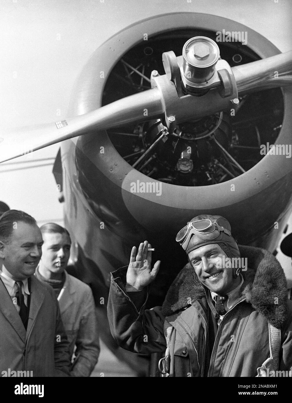 James Allan Mollison, before his plane immediately on landing in ...