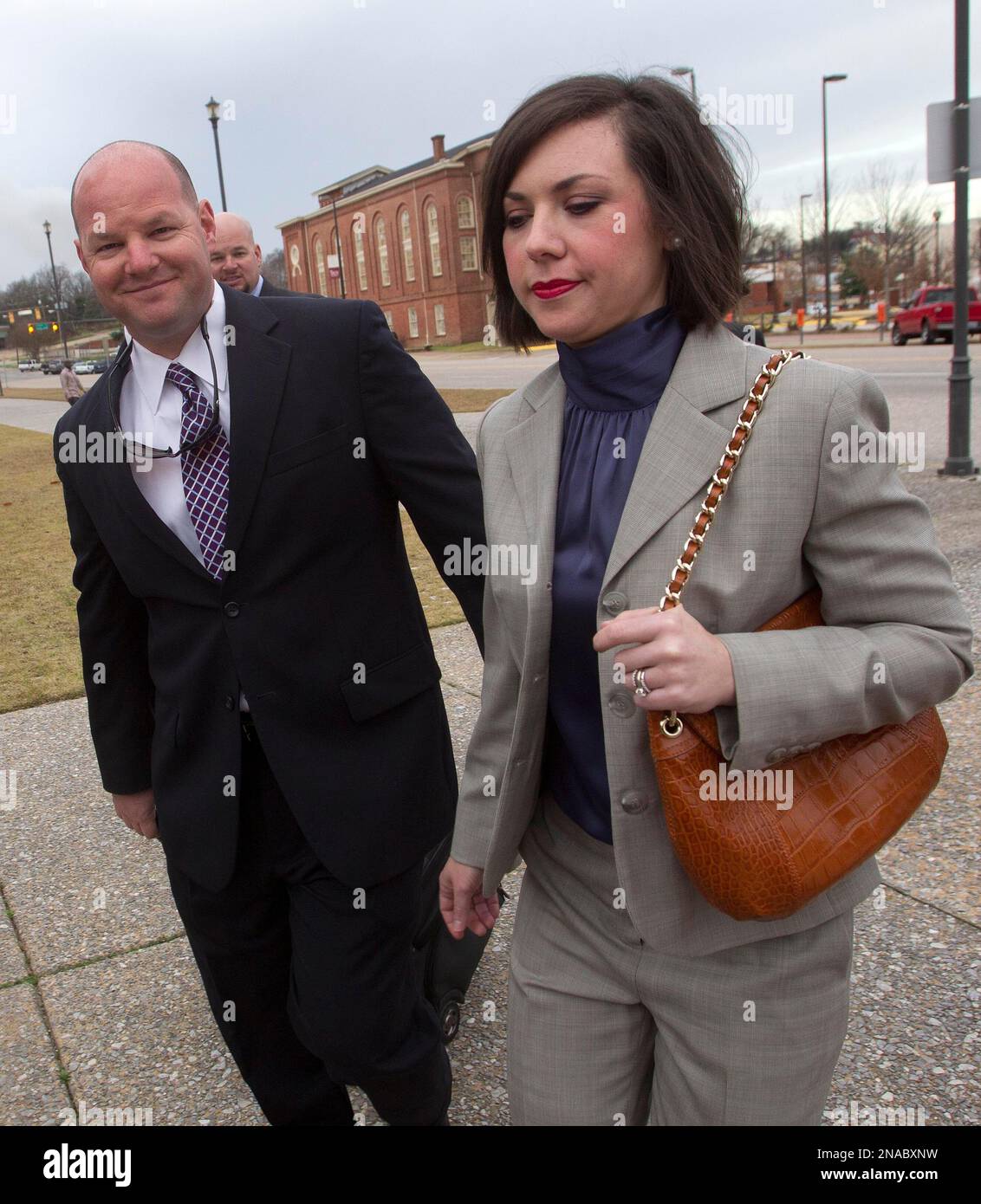 Jay Walker, left, arrives at the Federal Building in Montgomery, Ala ...