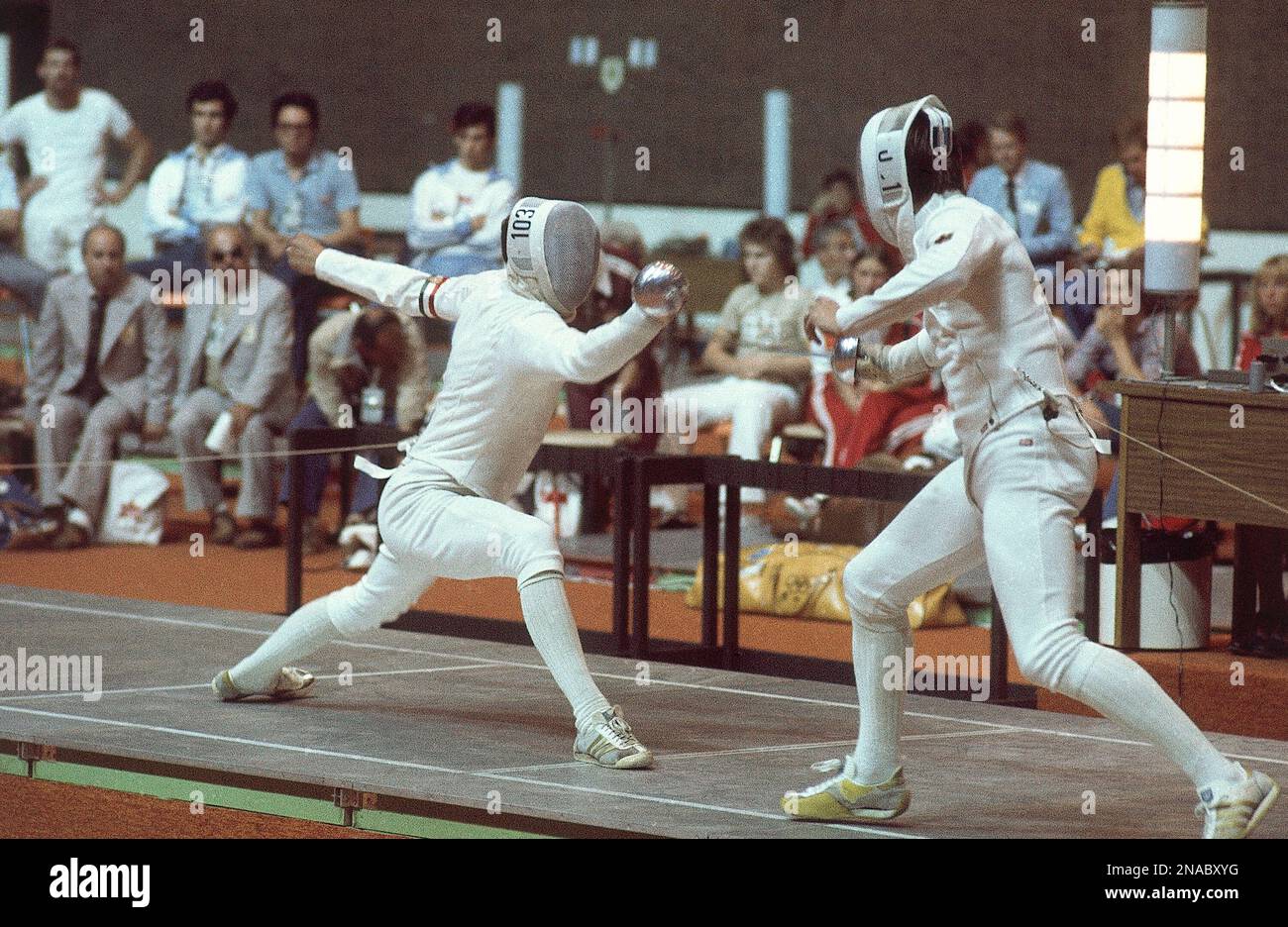 German fencers Alexander Pusch and Hans Jurgen Hehn during the Summer ...