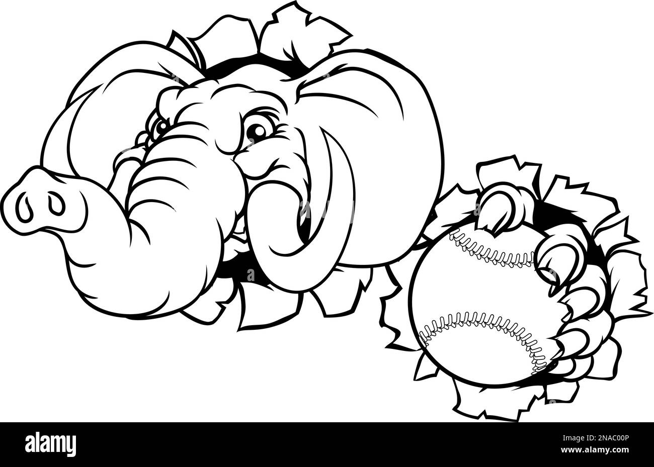 Angry elephant cartoon Black and White Stock Photos & Images - Alamy