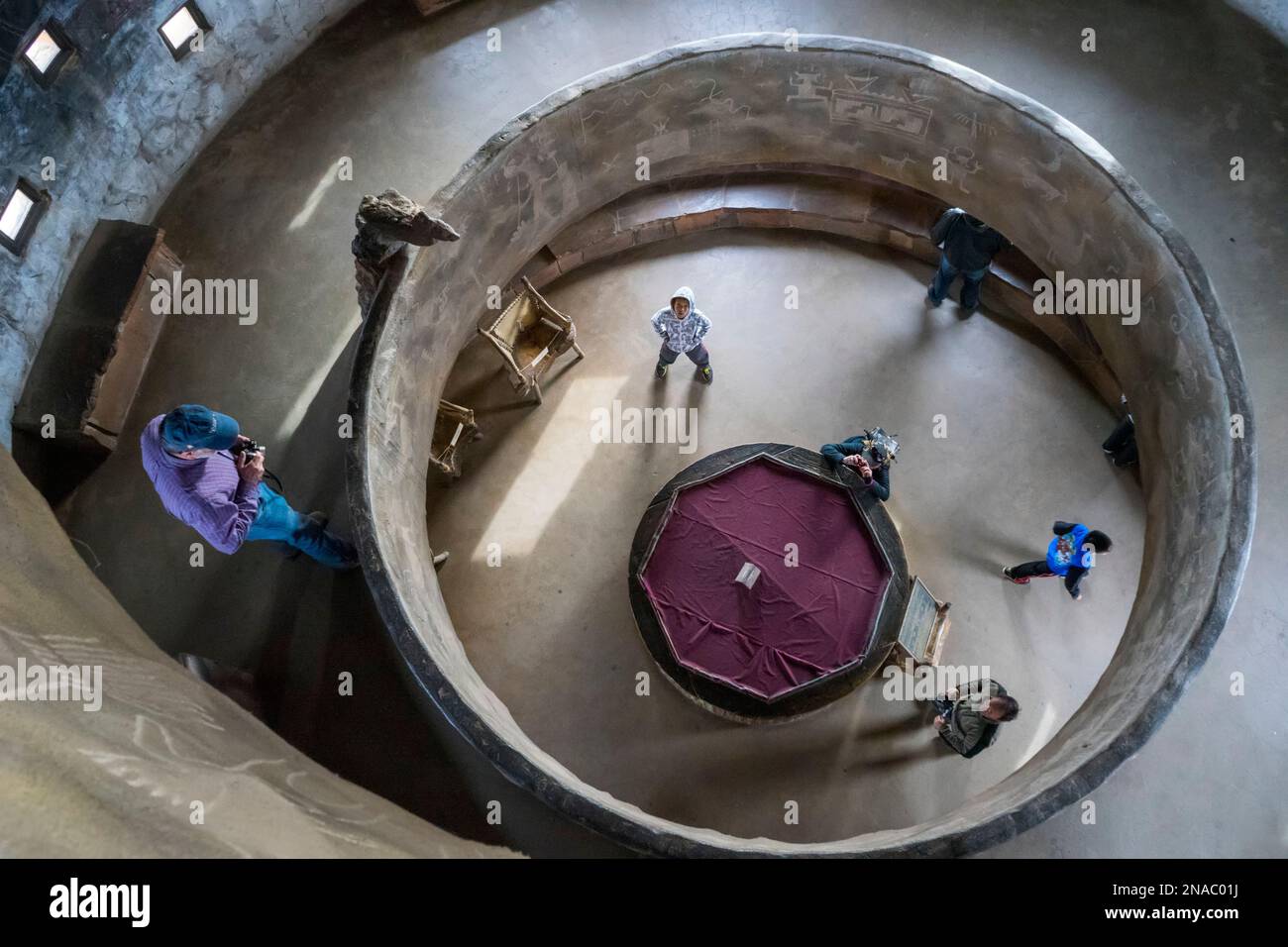 Aerial view of tourists at Desert View Watchtower at the Grand Canyon ...
