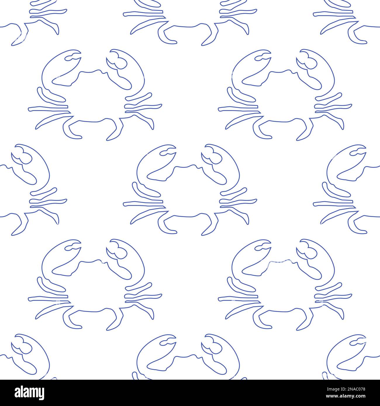 Seamless pattern with outline illustration of crab on white background ...
