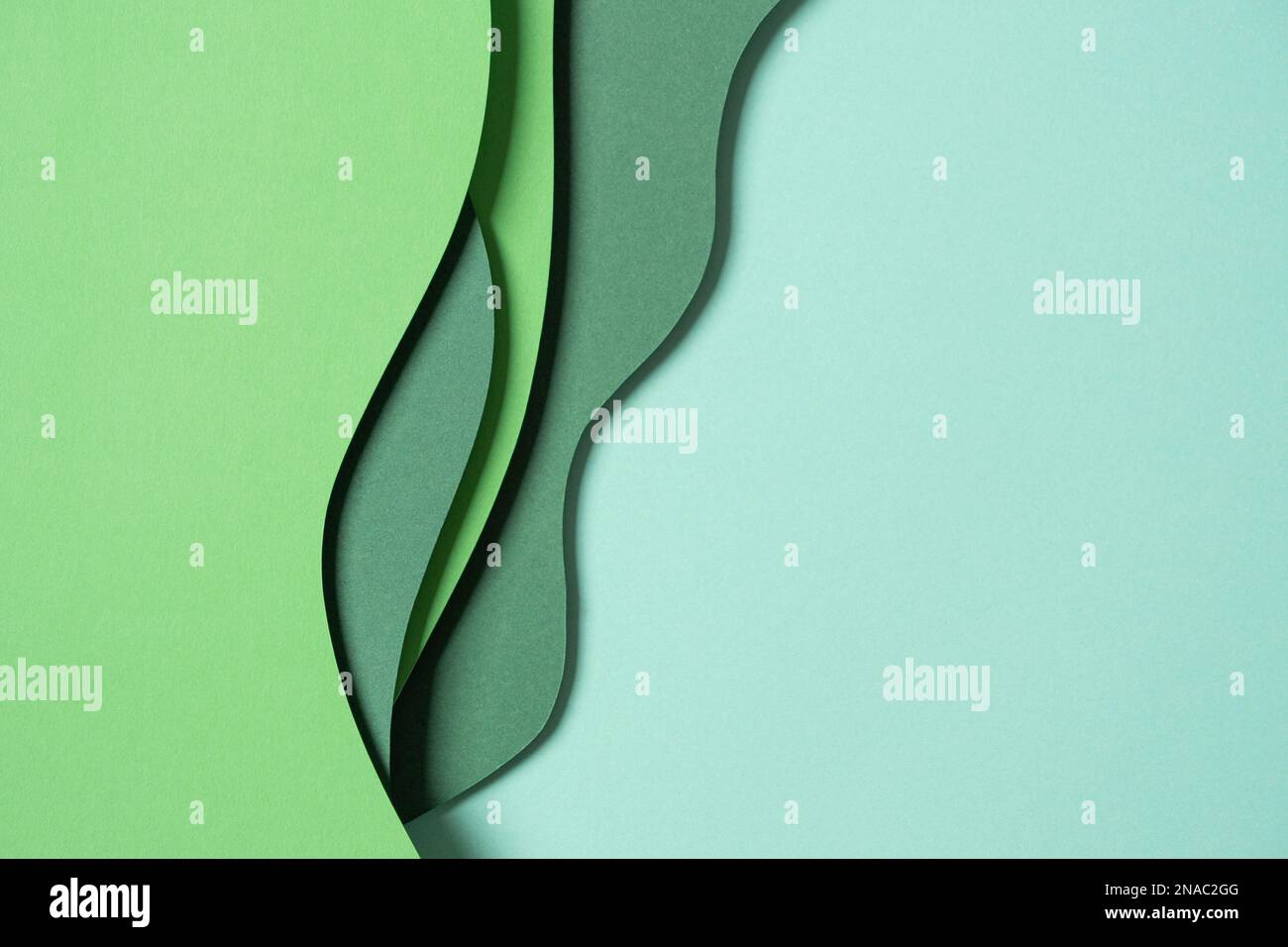 Abstract green color paper texture background. Minimal paper cut style ...