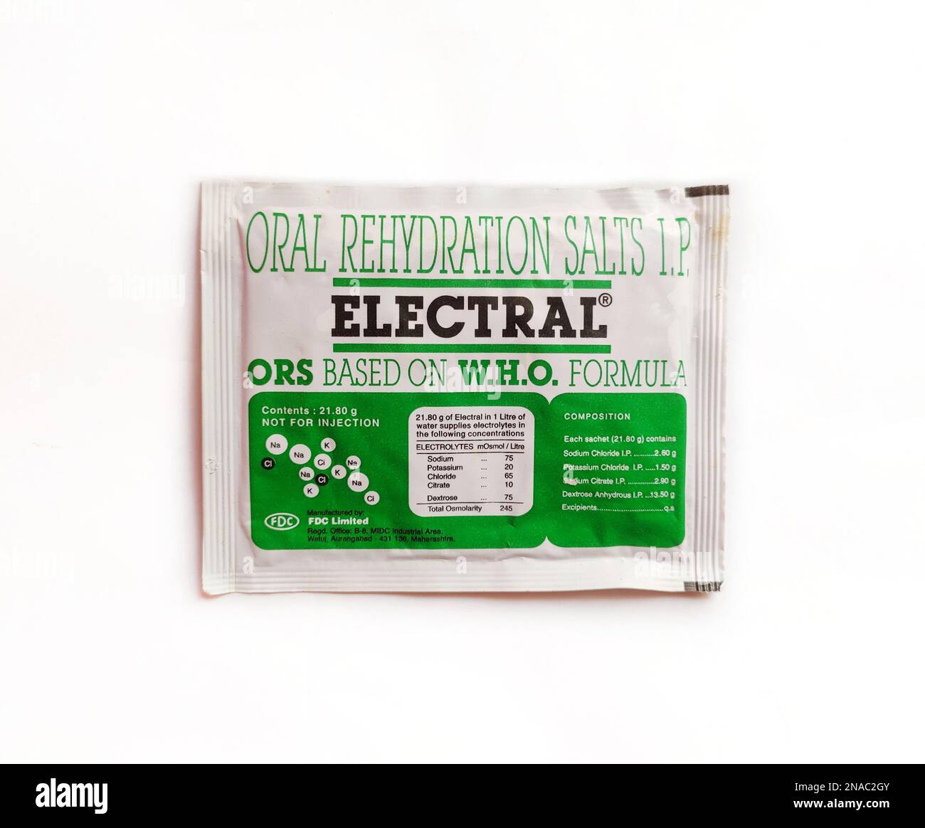 Electral Sachet in isolated white background Stock Photo - Alamy