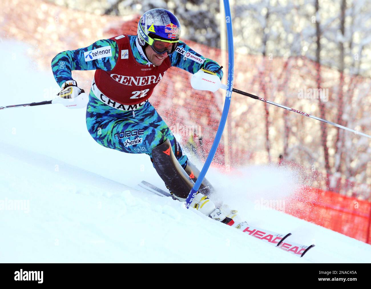 Norway's Aksel Lund Svindal slaloms past a pole during an alpine ski ...