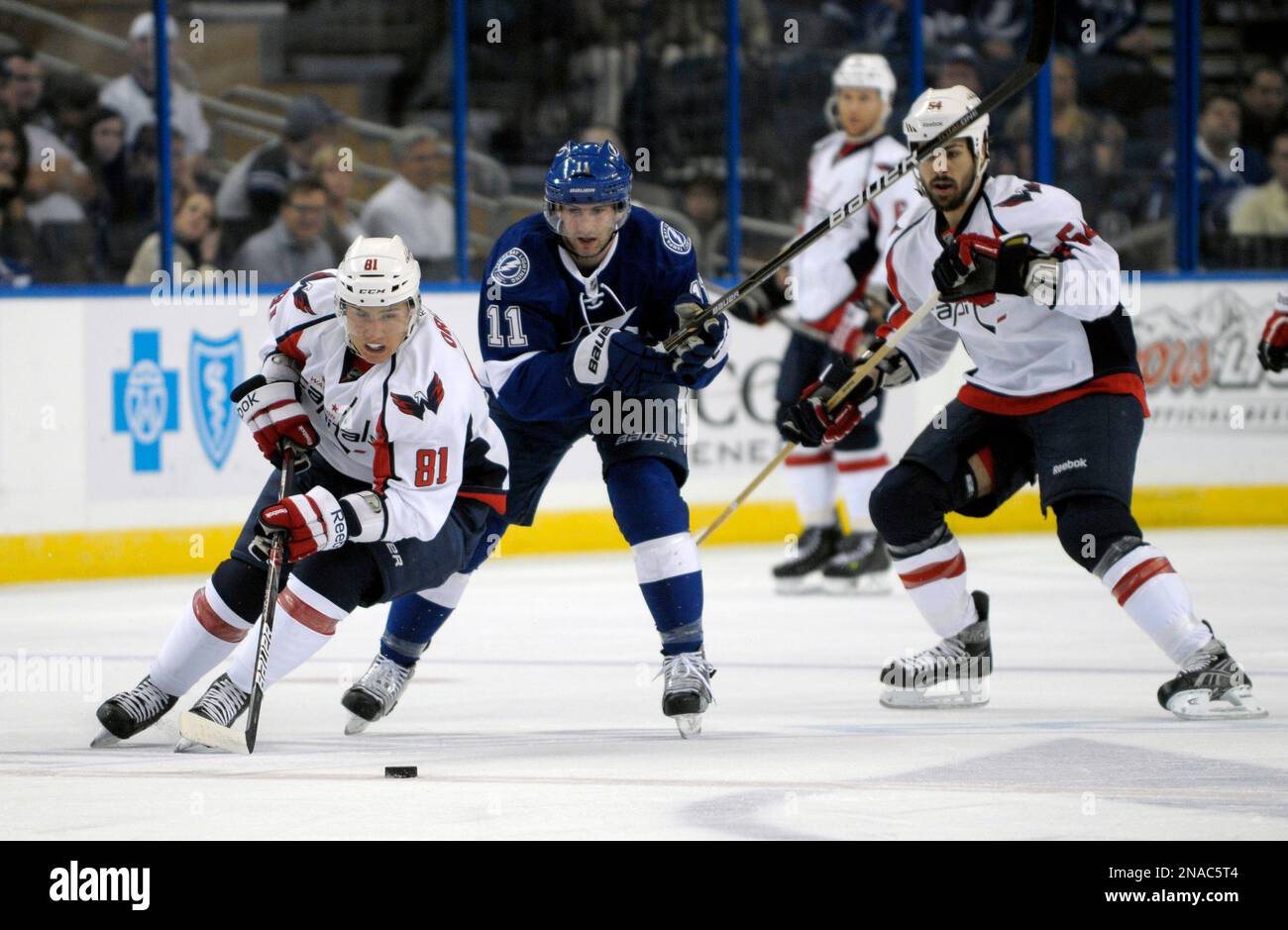 Washington Capitals defenseman Dmitry Orlov (81) controls the puck in ...