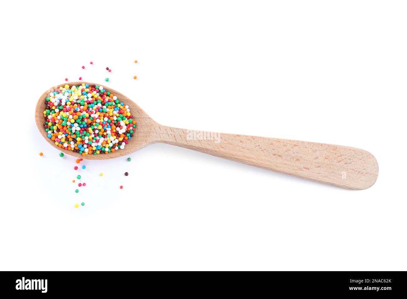 Colorful sprinkles in spoon on white background. Confectionery decor ...