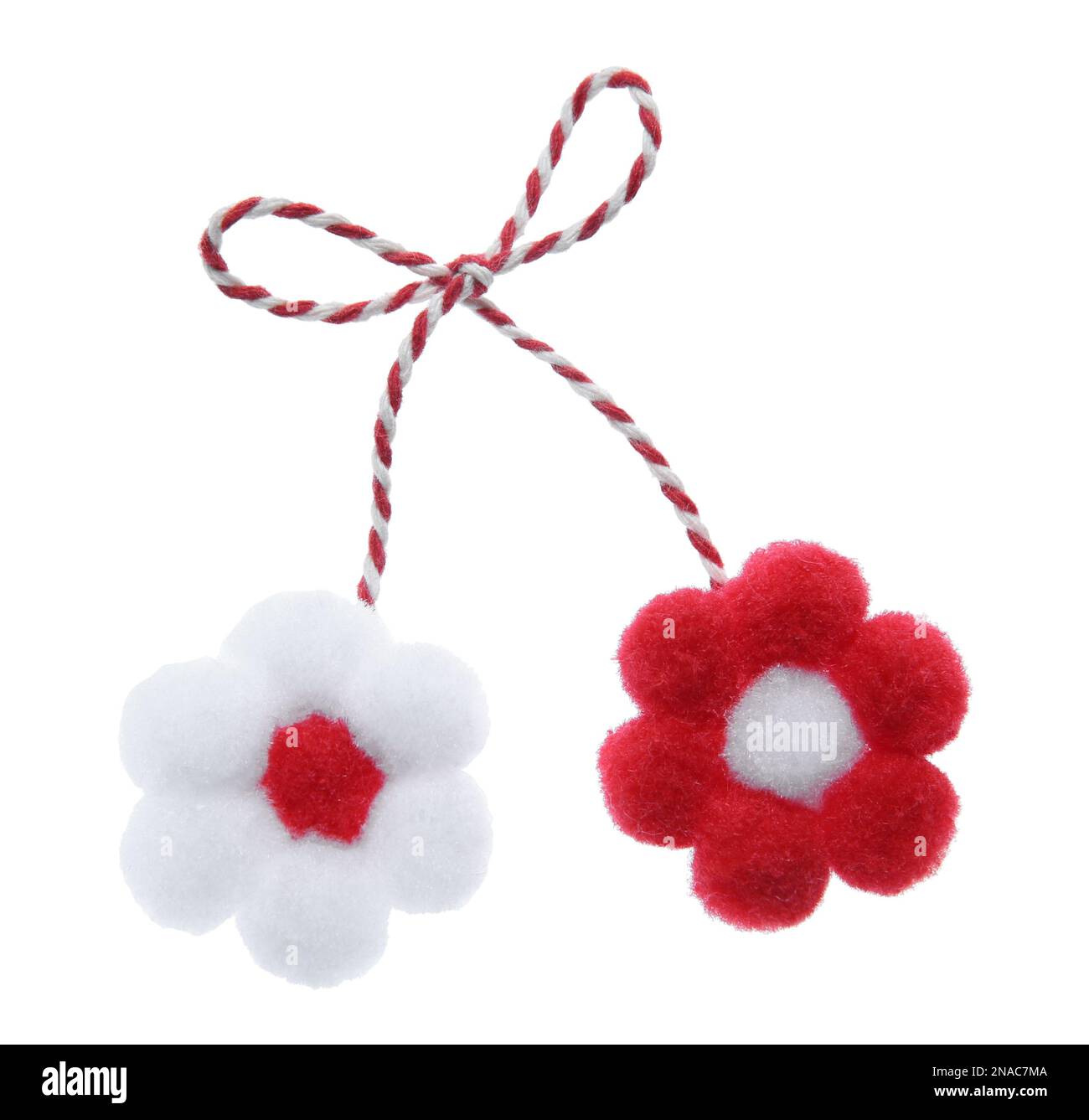 Traditional martisor with flowers on white background. Beginning of ...