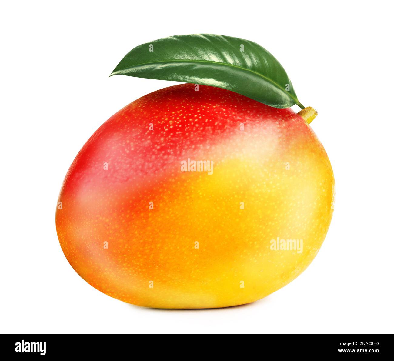 Delicious ripe mango with green leaf isolated on white Stock Photo - Alamy