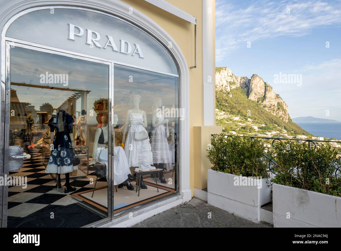 Fashion shops in Capri Town, Italy; Capri, Naples, Italy Stock Photo ...