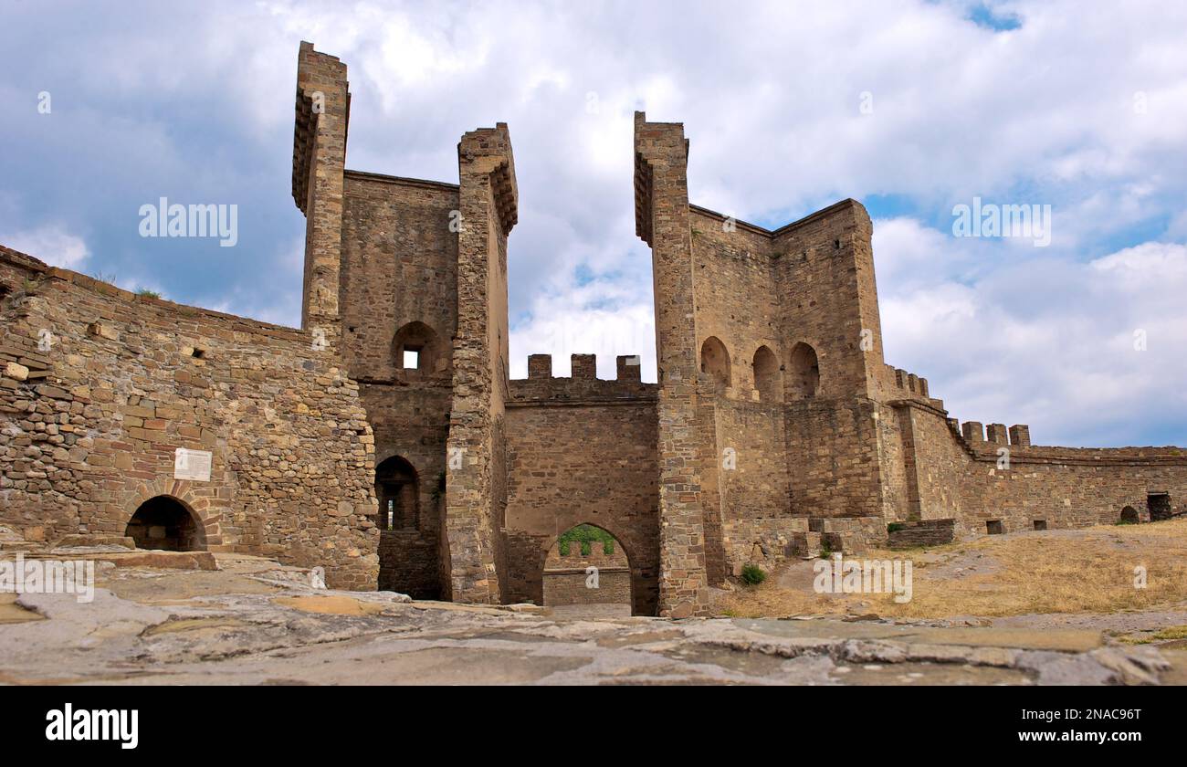 Old stone towers of the Sudak fortress in Crimea Stock Photo - Alamy