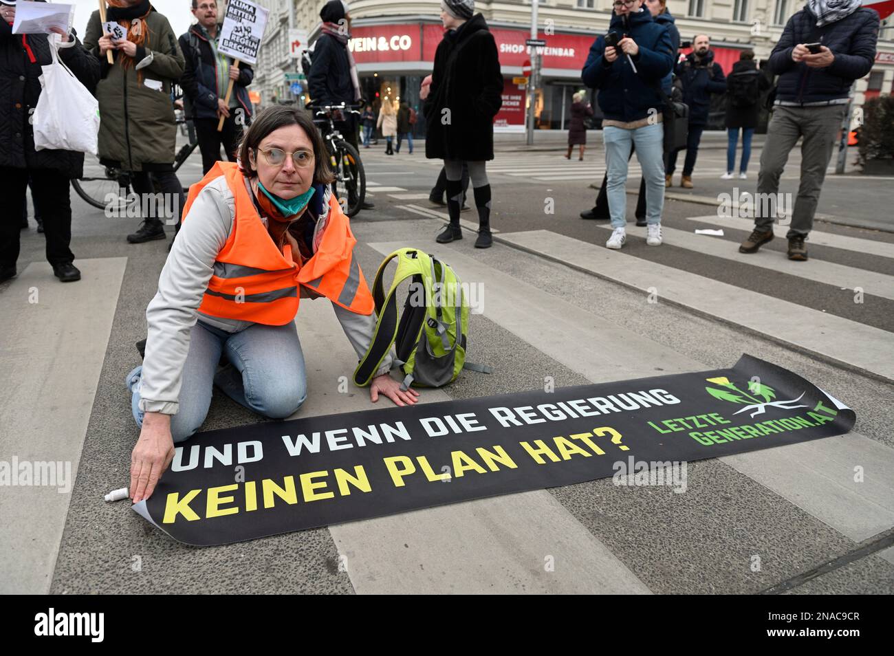 Vienna, Austria. 13th February 2023. Street blockade of the last ...