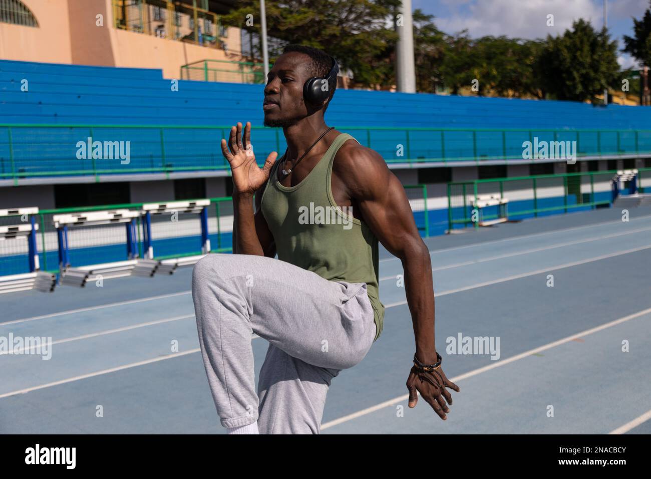 African man on athletics track Stock Photo - Alamy