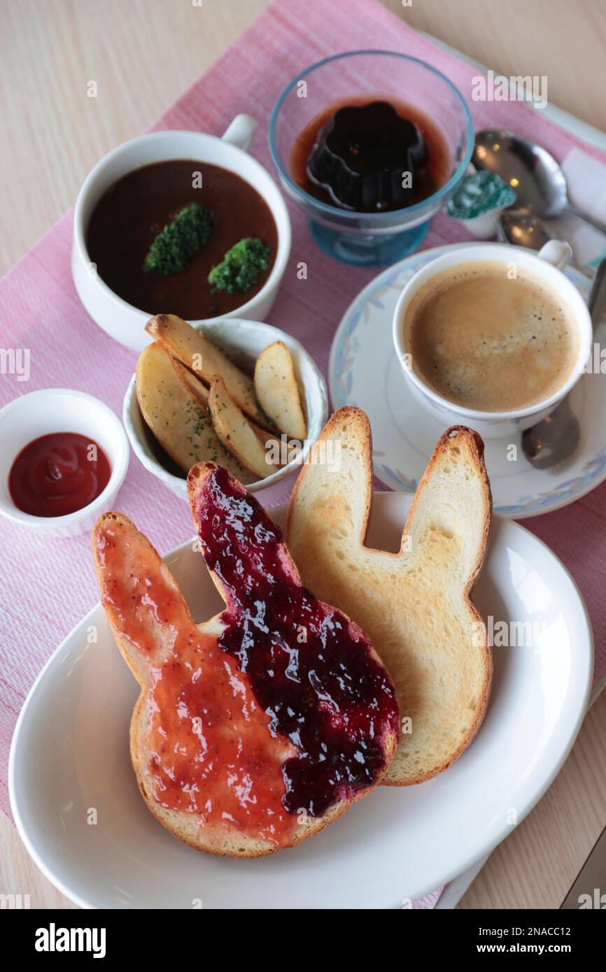 A photo shows bread in the shape of rabbit's head at a restaurant at ...
