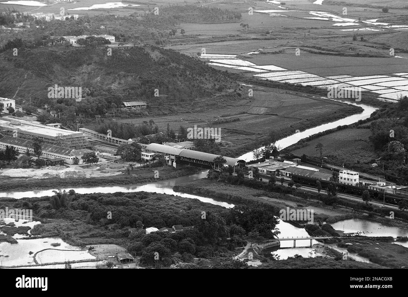 General view of the border at Lo Wu, taken from the top of crest hill ...