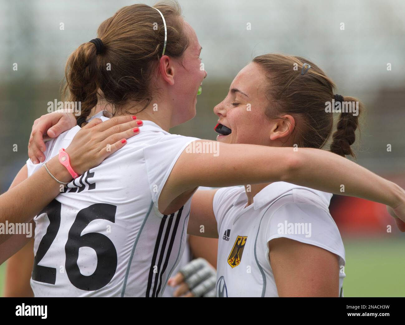 Germany's Celine Wilde, left, is embraced by teammate Lisa Hahn after ...