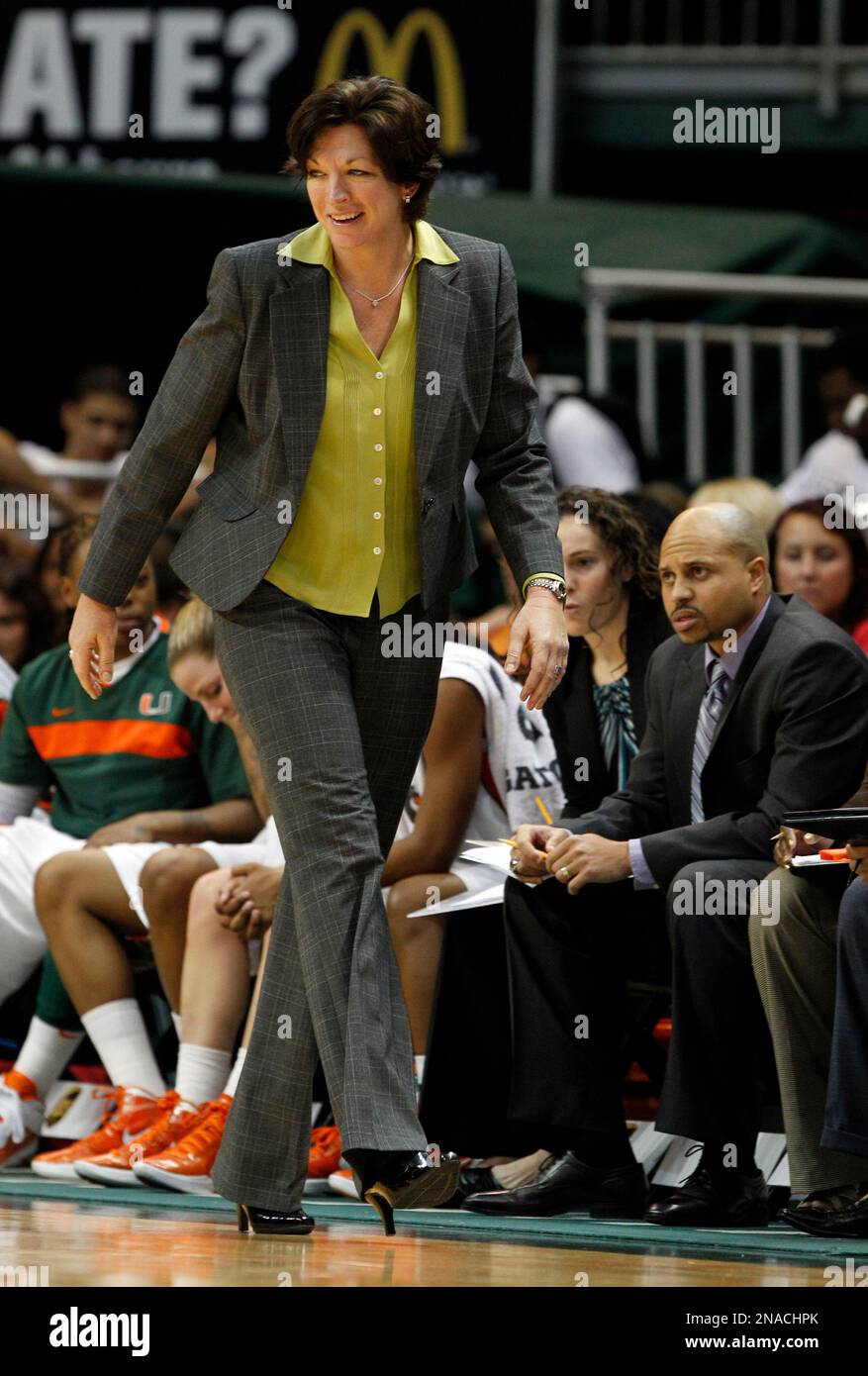 Miamis' head coach Katie Meier watches during the second half of an ...