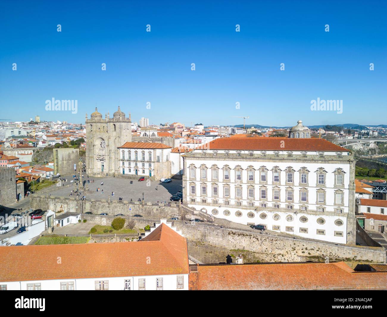 Aerial view of Sé do Porto (Cathedral) at Porto, Portugal Stock Photo ...