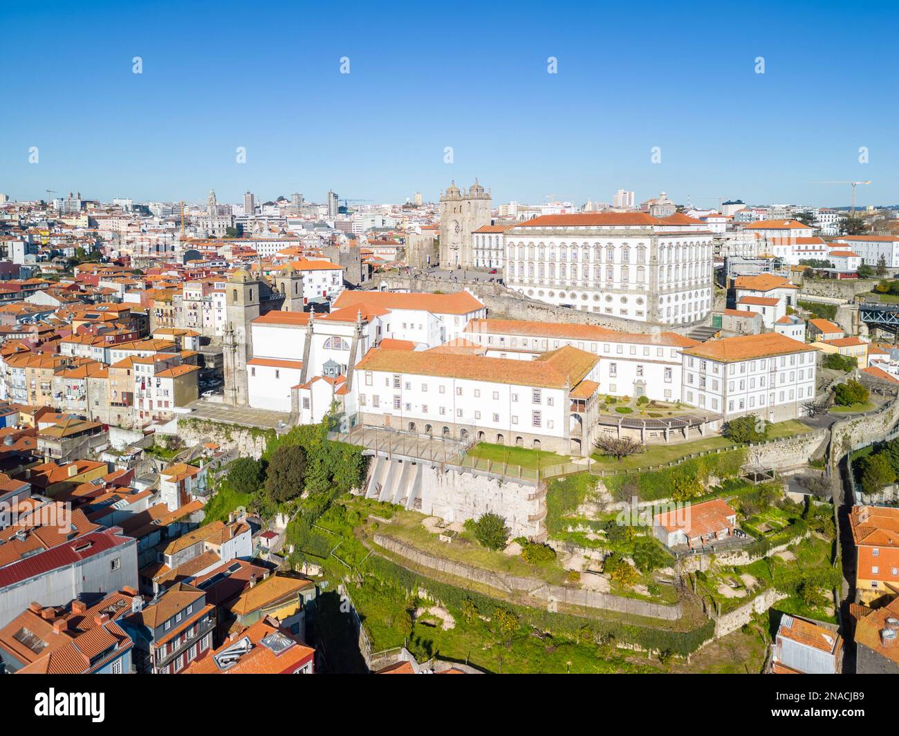 Aerial view of Sé do Porto (Cathedral) at Porto, Portugal Stock Photo ...