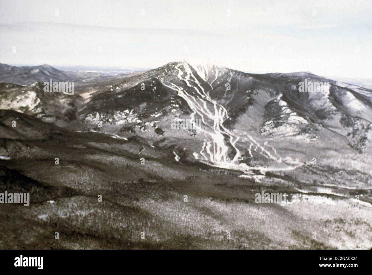 An aerial view of Whiteface Mountain near Lake Placid, New York in 1978 ...