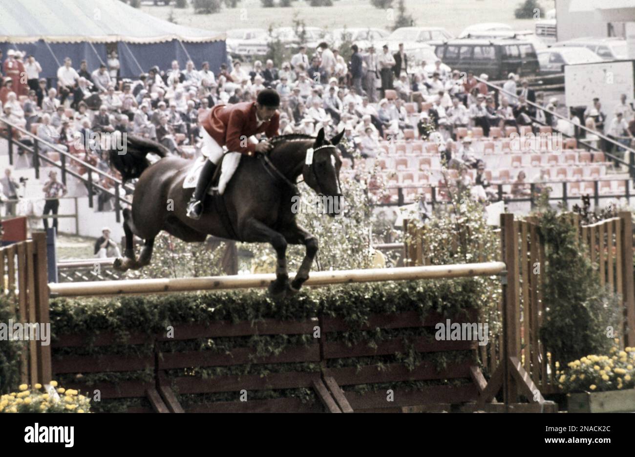 West Germany's Alwin Schockemöhle, riding Warwick Rex, during the Mixed ...