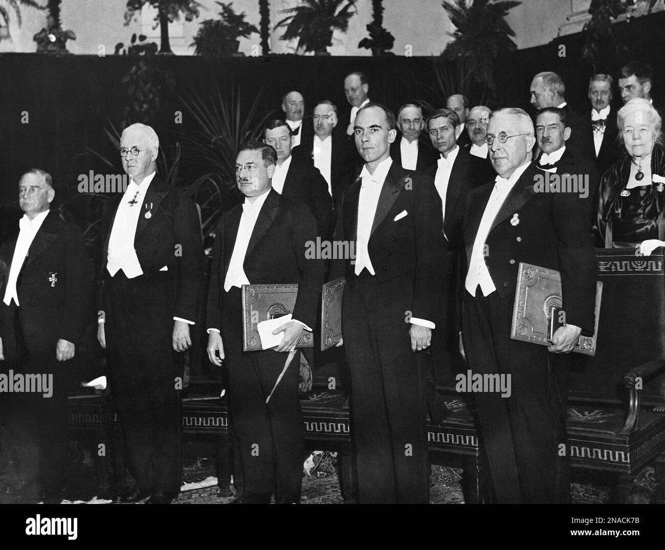 King Gustav V of Sweden presented Nobel prizes to five eminent men in ...