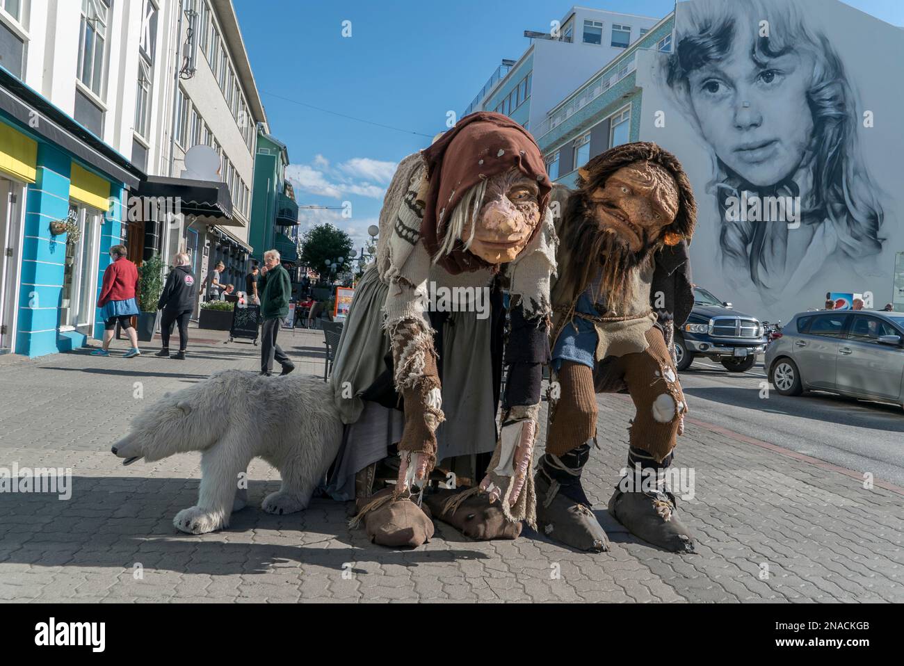 Sculpture of troll figures in Akureyri, Iceland Stock Photo - Alamy