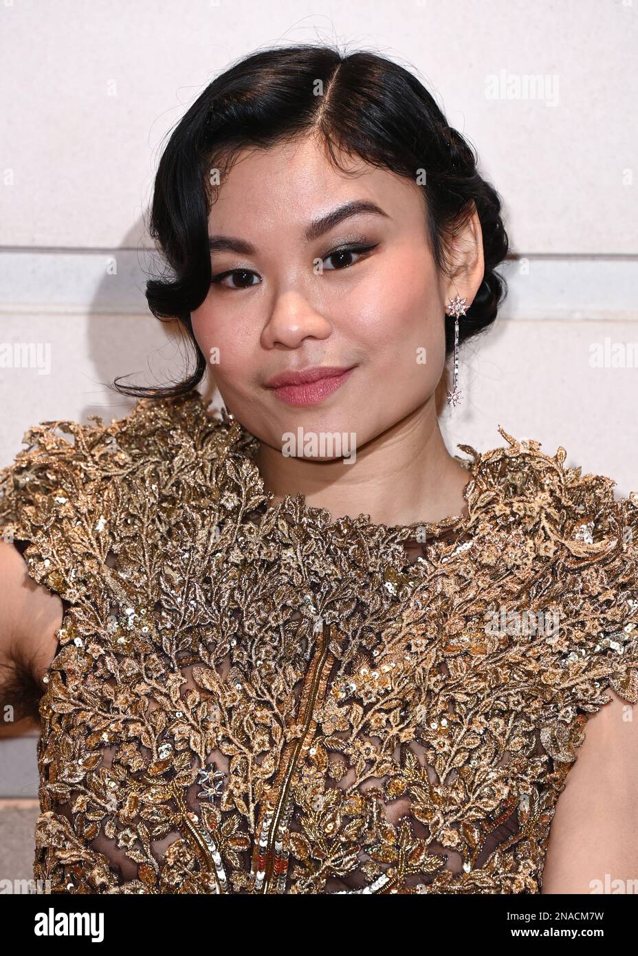 February 12th, 2023, London, UK. Mei Mac arriving at the 2023 WhatÕs On Stage Awards, Prince ...